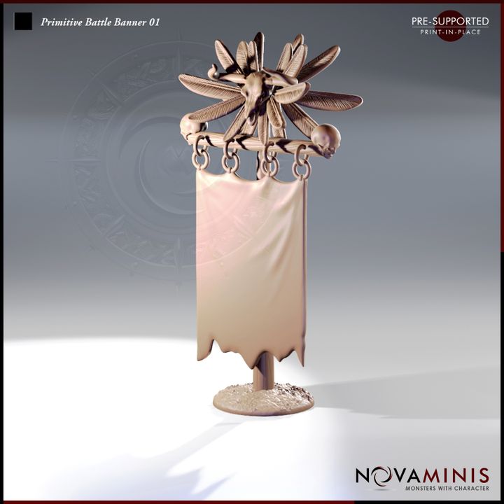 3D Printable Primitive Battle Banner 01 by NOVAMINIS